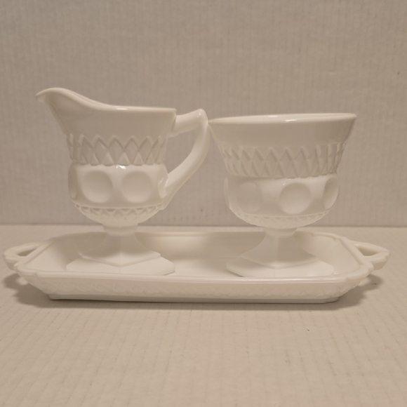 Dining | Vintage Milk Glass Open Sugar And Creamer With Underplate ...